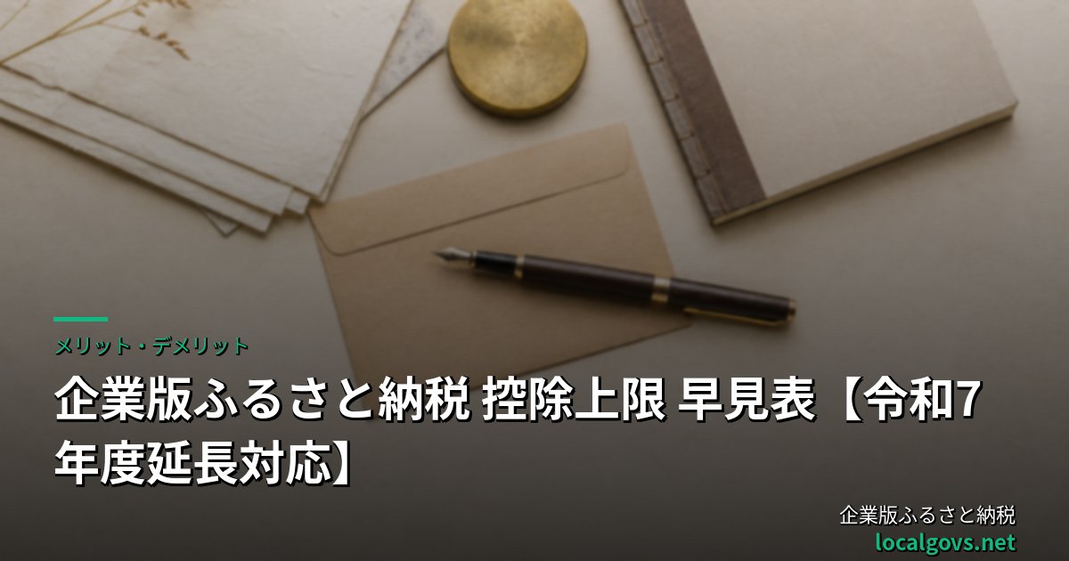 企業版ふるさと納税 控除上限 早見表【令和7年度延長対応】｜100万→実質10万・1,000万→実質100万｜法人住民税×20%基準・実効税率 ...